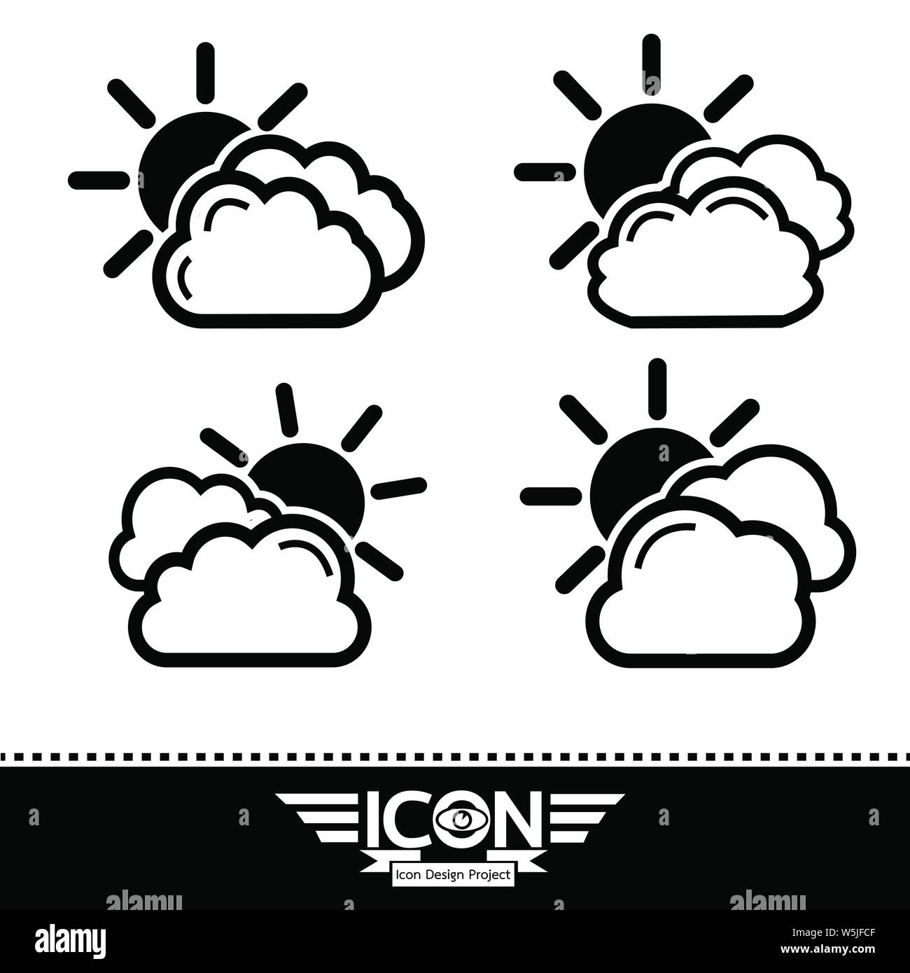 cloud with sun icon Stock Vector Image & Art - Alamy