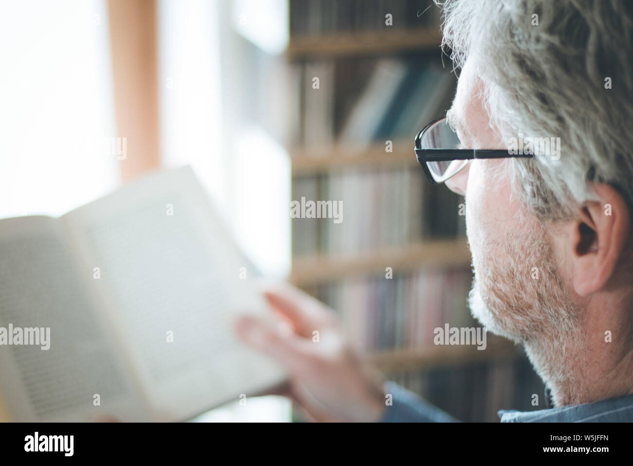 Cut out picture of a senior man who is reading a book at home Stock ...