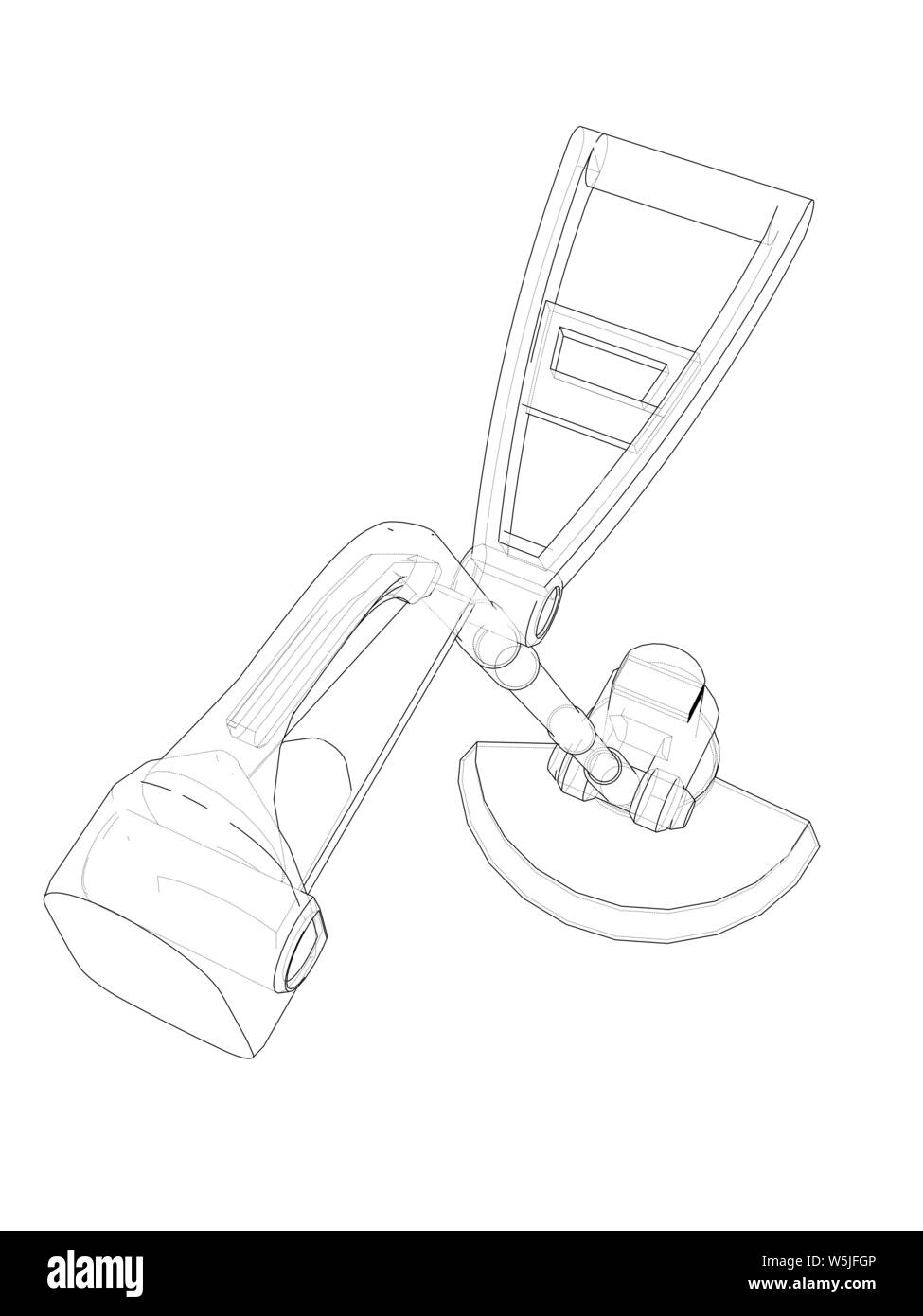 Outline trimmer grass cutter. Vector rendering of 3d. Wire-frame style ...