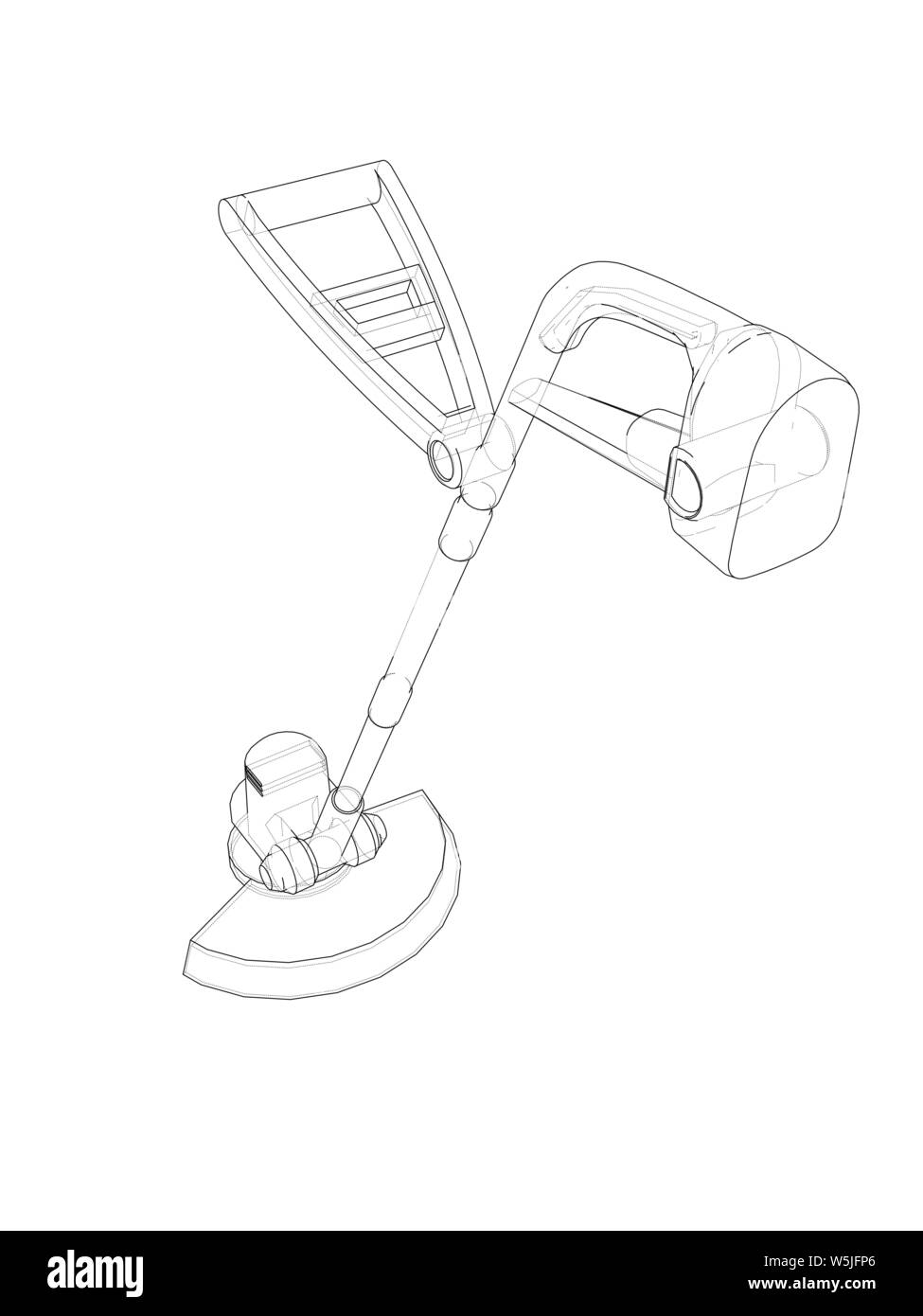 Outline trimmer grass cutter. Vector rendering of 3d. Wire-frame style ...