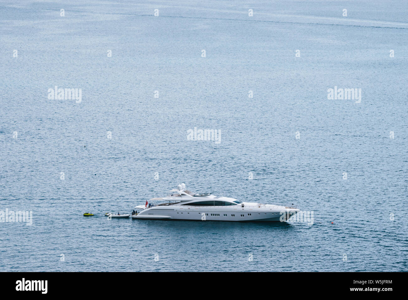 Yacht in Positano Harbor, Cliffside Village, province of Salerno, the ...