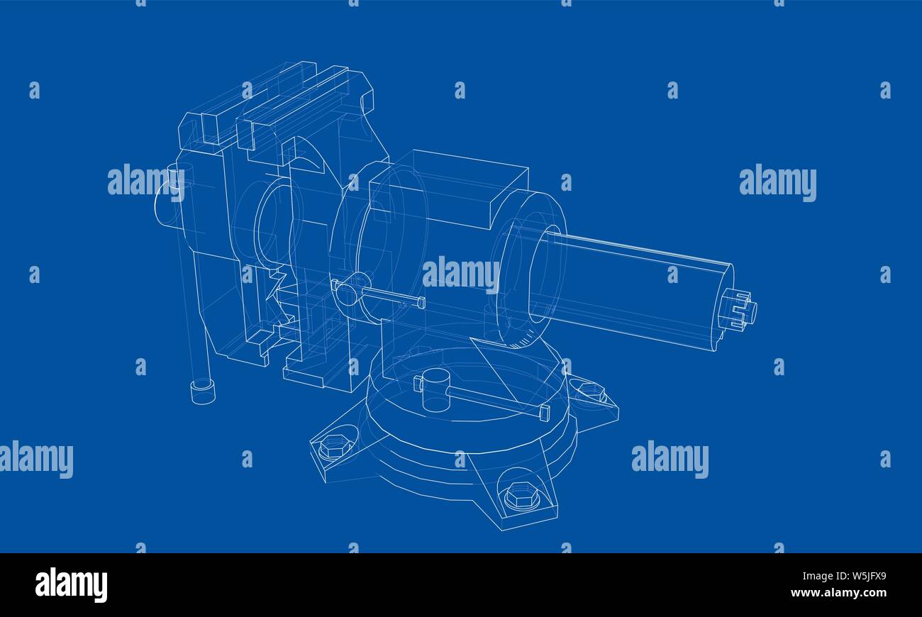 Outline vise vector. Wire-frame style. The layers of visible and ...