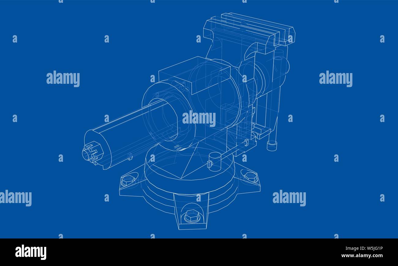 Outline vise vector. Wire-frame style. The layers of visible and ...