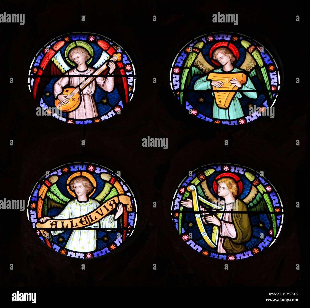 Angel Musicians, stained glass window, by Frederick Preedy, 19th ...