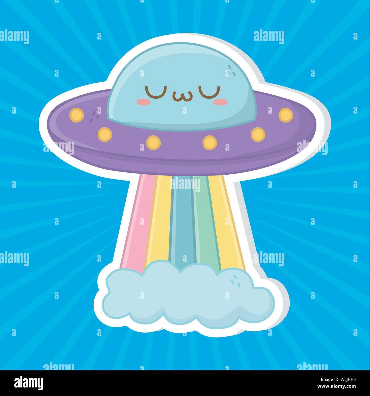 Ufo cartoon design, Kawaii expression cute character funny and emoticon ...