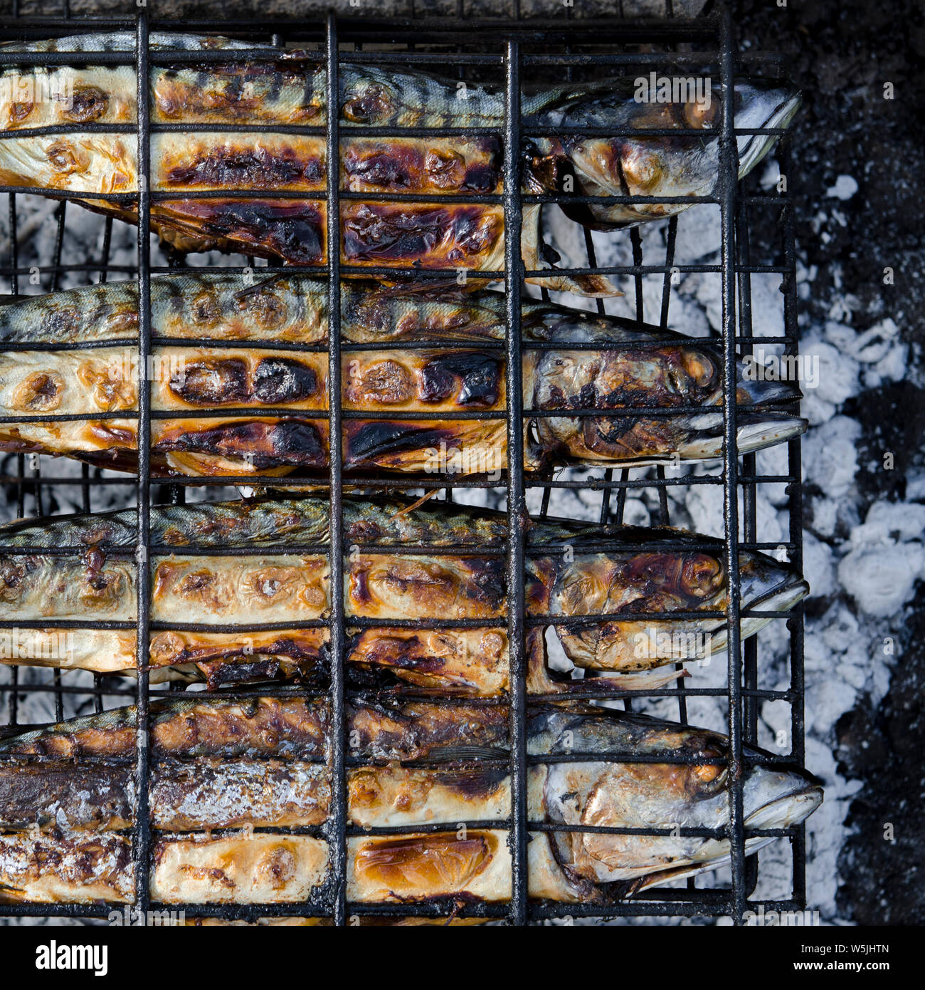Fish on garden barbecue up close hi-res stock photography and images ...