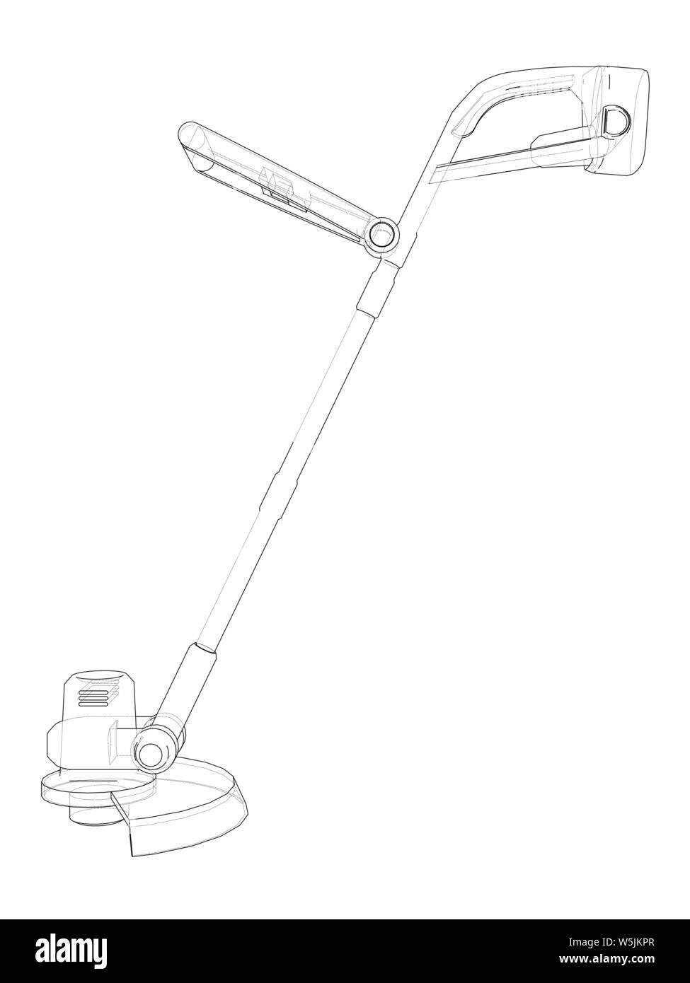 Outline trimmer grass cutter. Vector rendering of 3d. Wire-frame style ...