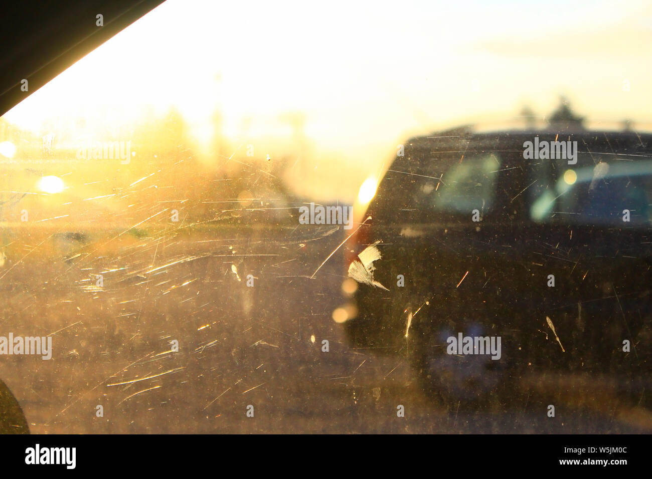 view through scratched window Stock Photo - Alamy