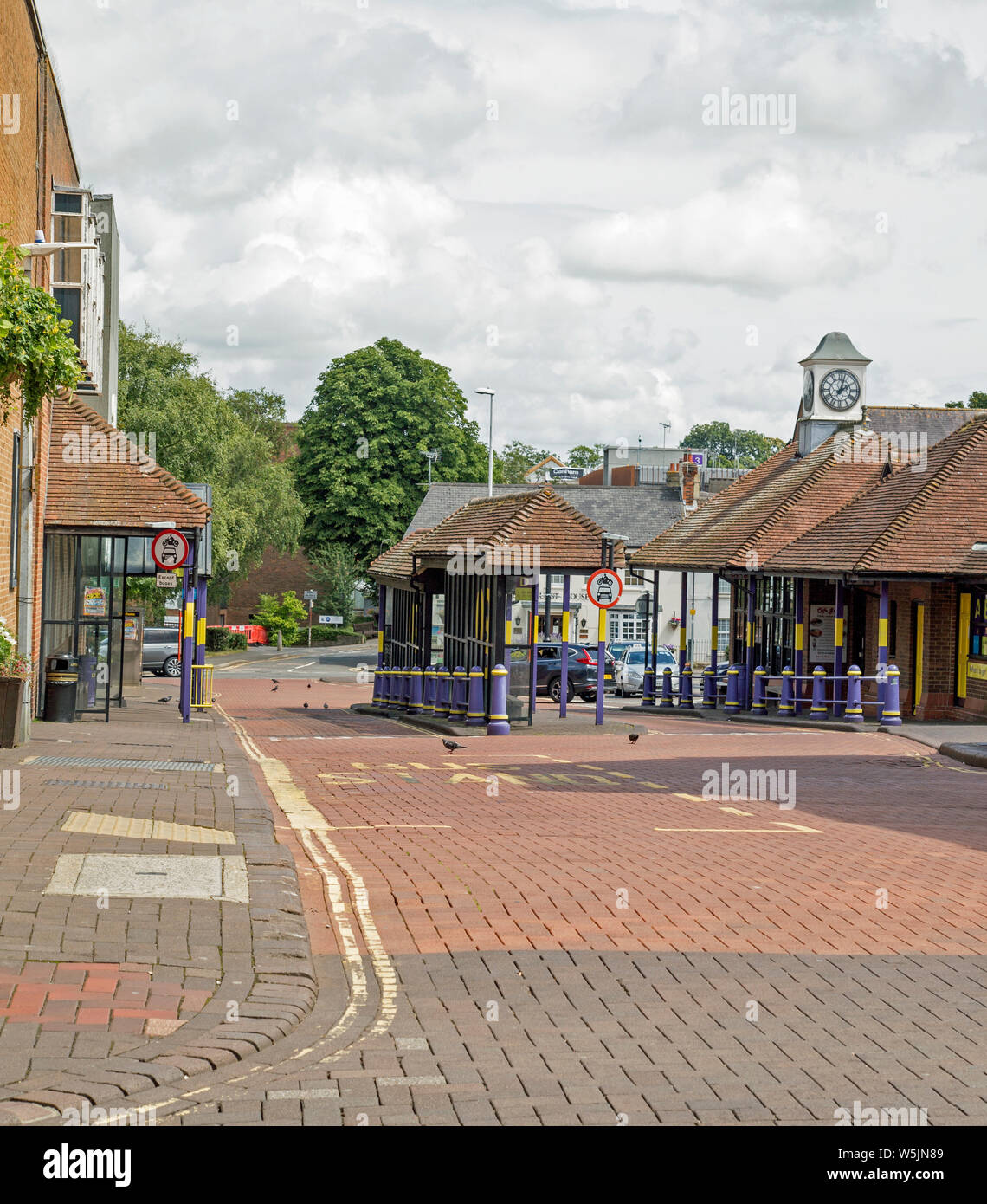 Sevenoaks, Kent, England, July 2019, a view of the town's bus station ...