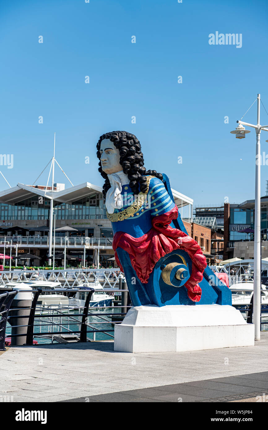 HMS Marlborough figurehead, Gunwharf Quay, Portsmouth UK Stock Photo ...