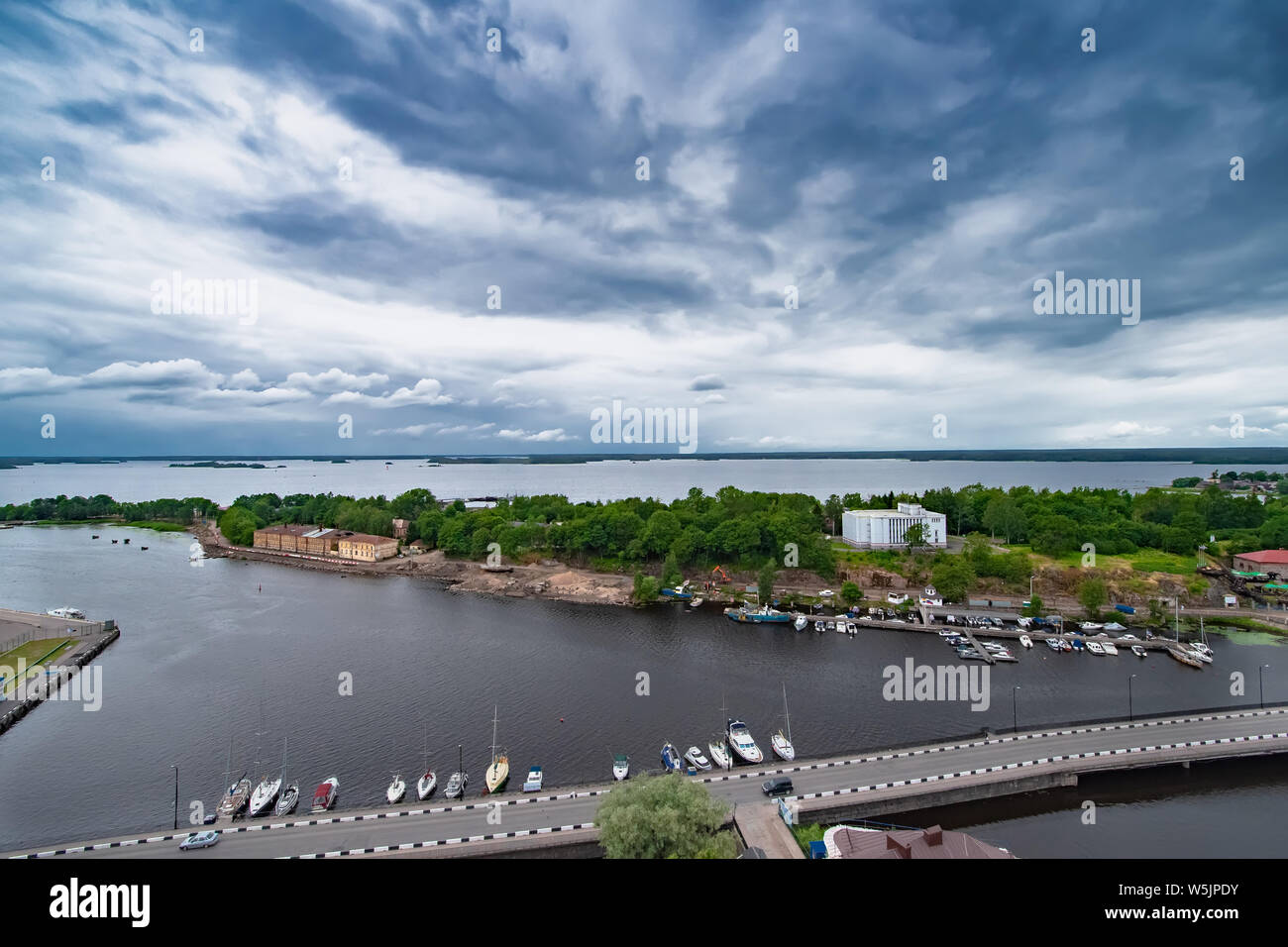 Vyborg, Russia, July 03, 2019: panoramic photo of the Vyborg from the ...