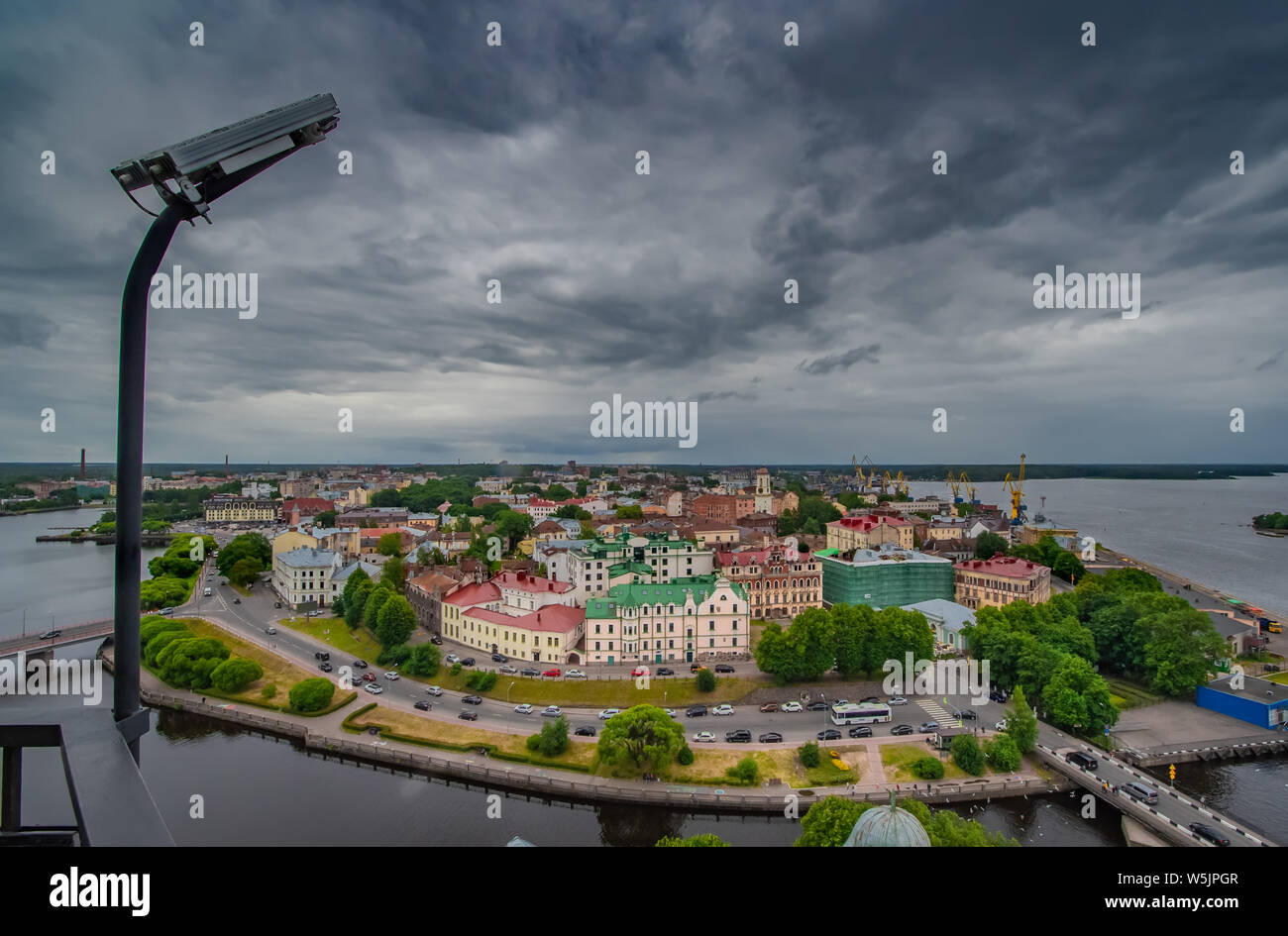 Vyborg, Russia, July 03, 2019: panoramic photo of the Vyborg from the ...
