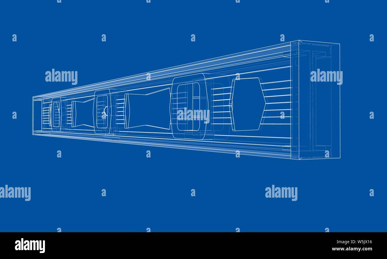 Outline building level. Vector rendering of 3d. Wire-frame style. The ...