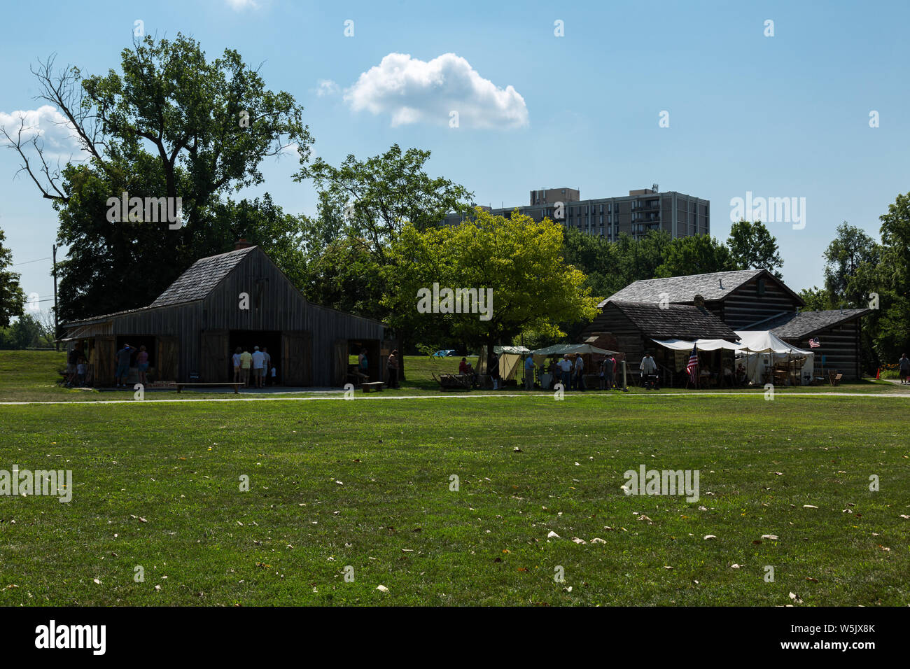The Three Rivers Apartments building towers contrast with buildings of ...