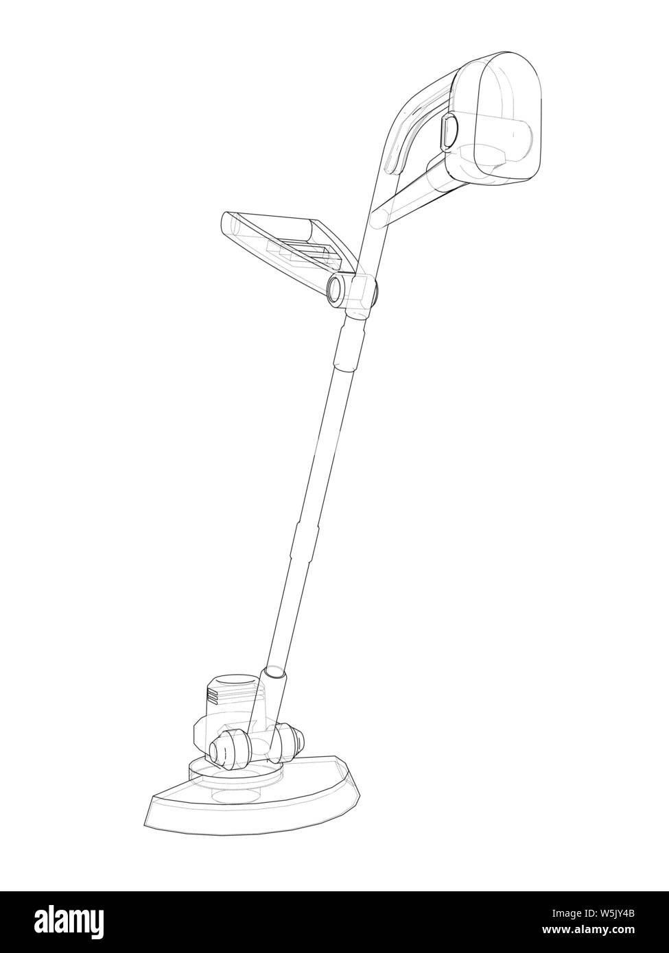 Outline trimmer grass cutter. Vector rendering of 3d. Wire-frame style ...