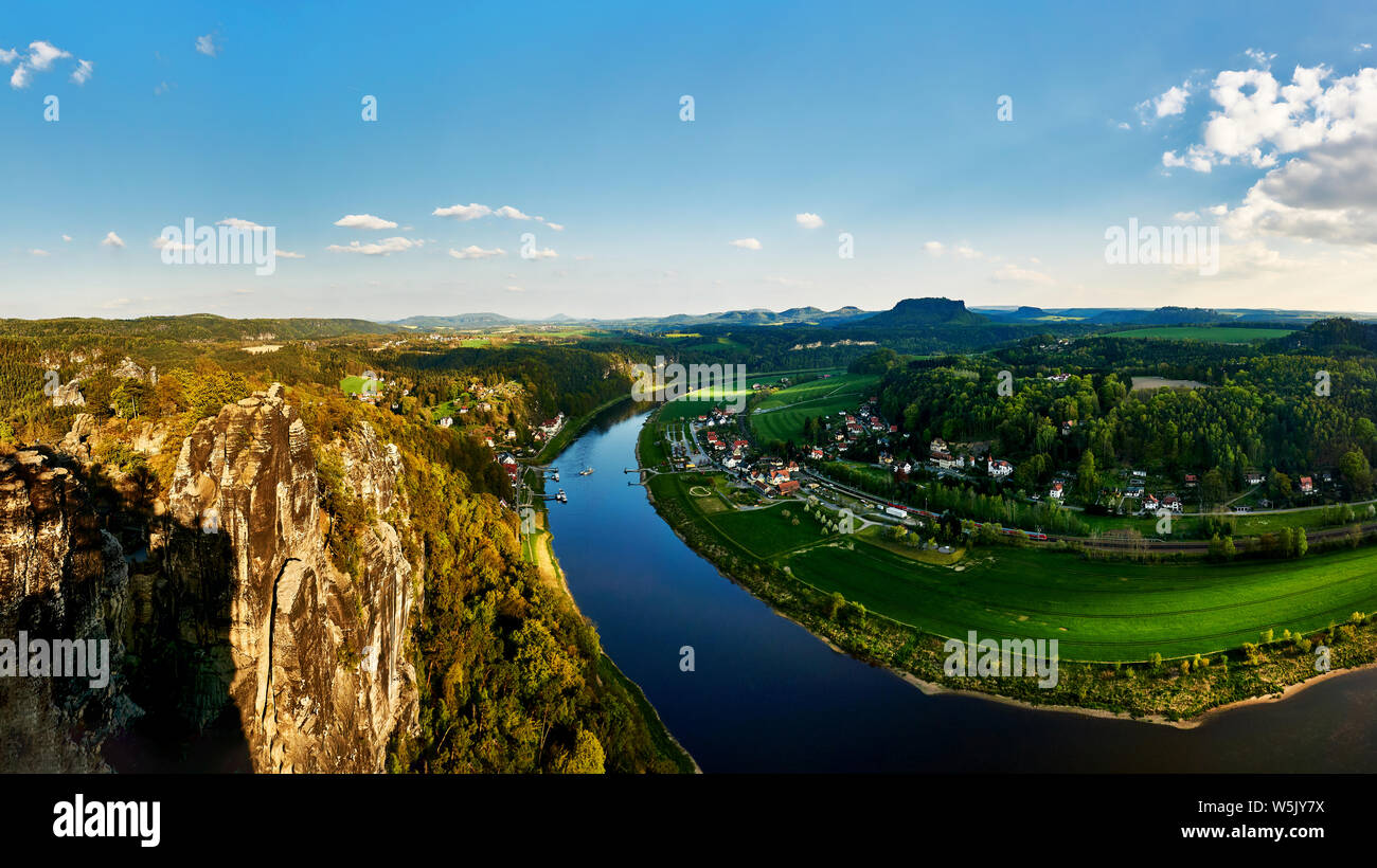 rocky countryside in saxony Bastei and Elbe Stock Photo - Alamy
