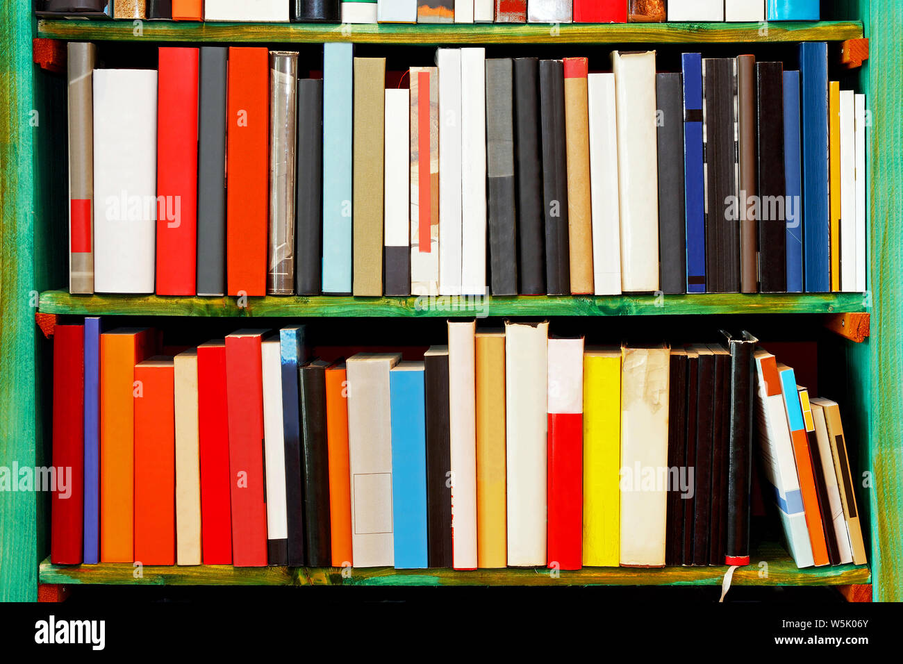 Blank Book Covers at School Library Bookshelf Stock Photo - Alamy