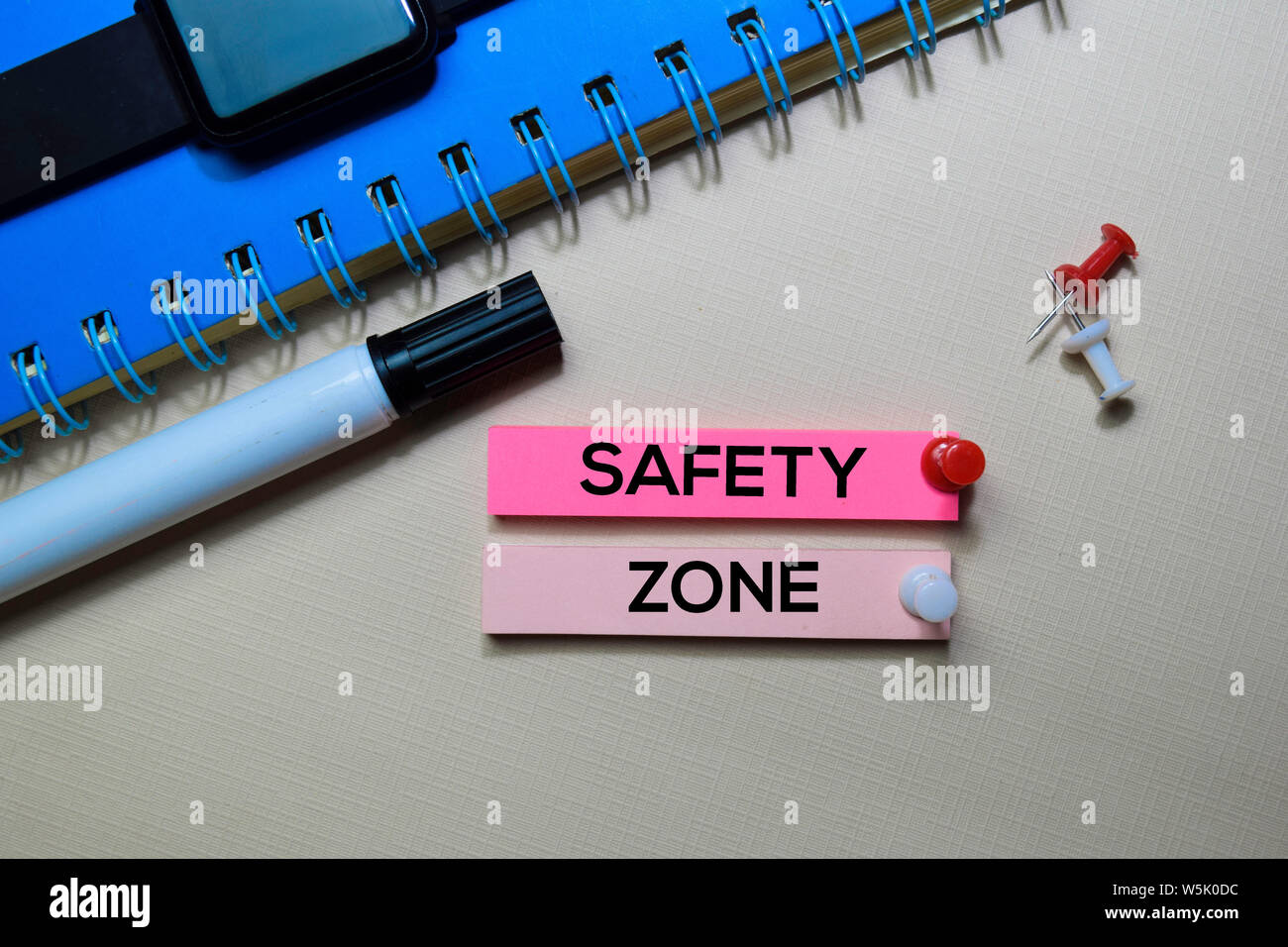 Safety Zone text on sticky notes isolated on office desk Stock Photo ...