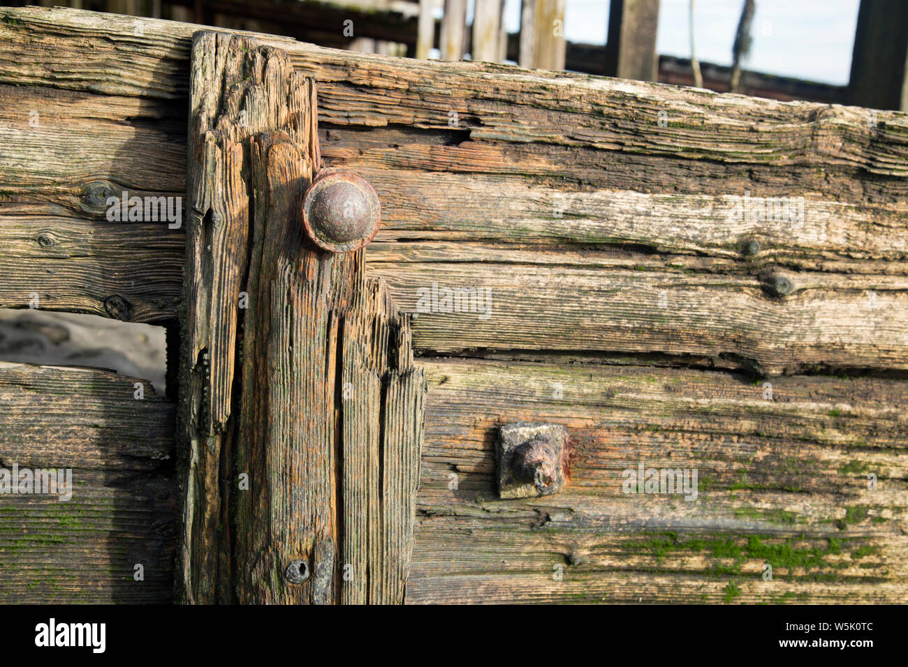 Weathered wooden sea defences at Southend On Sea Stock Photo - Alamy