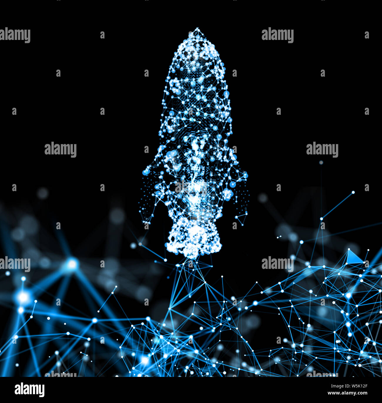 Rocket fly fast with internet connection network. Concept of fast ...