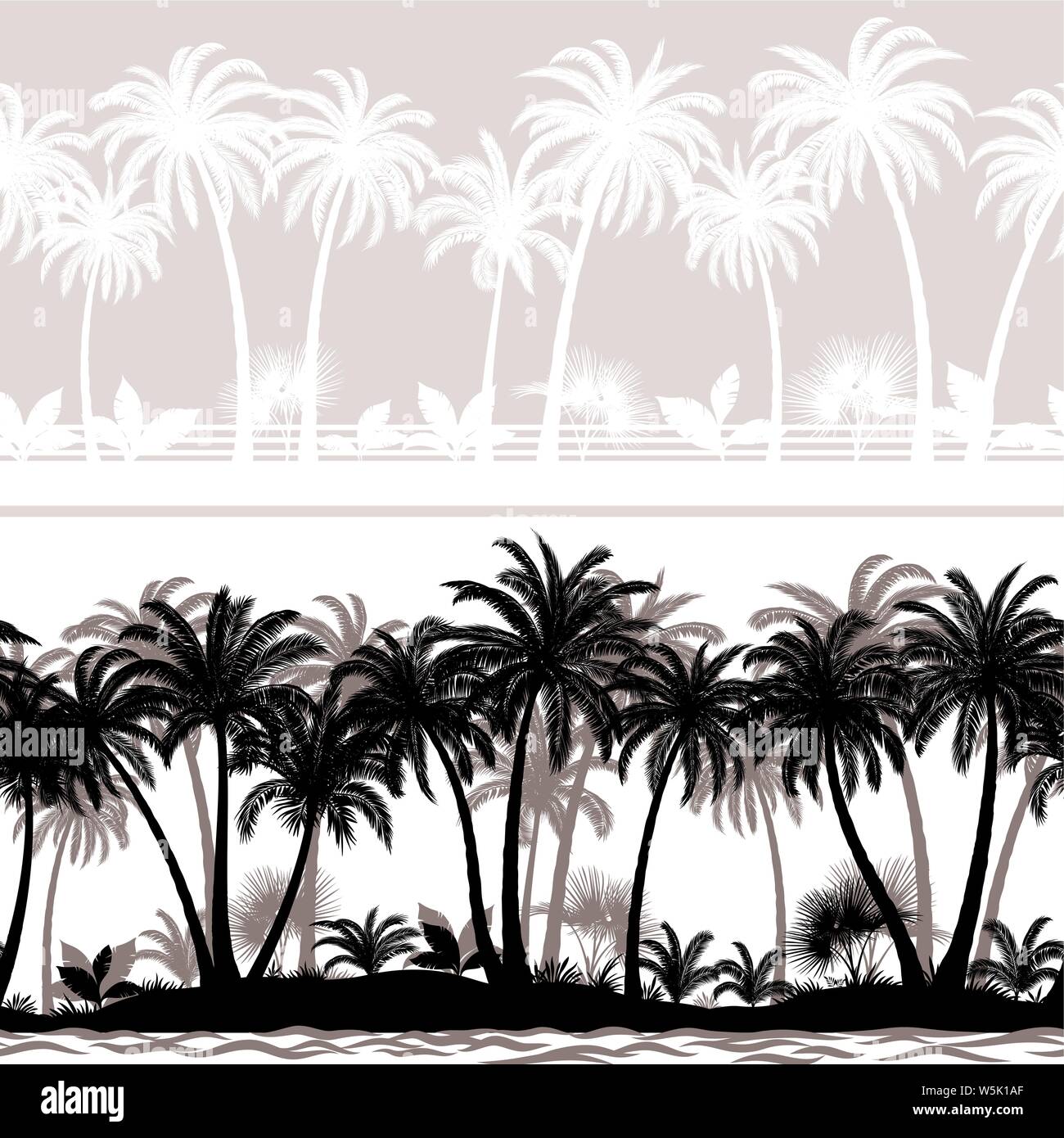 Horizontal Seamless Patterns, Summer Tropical Forest, Tile Landscapes ...