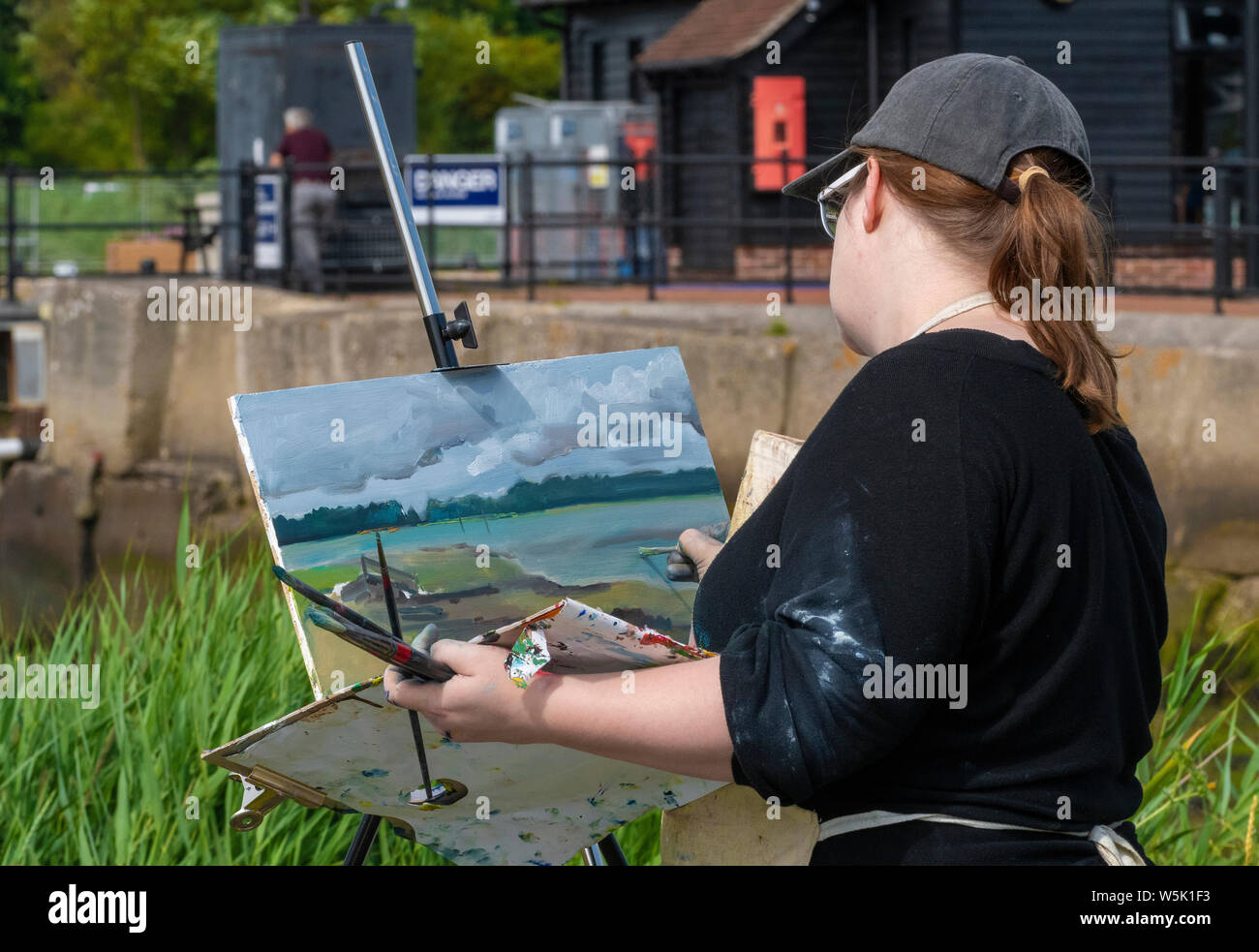 Amateur group of artists with a Tutor painting ' En plein air' in ...