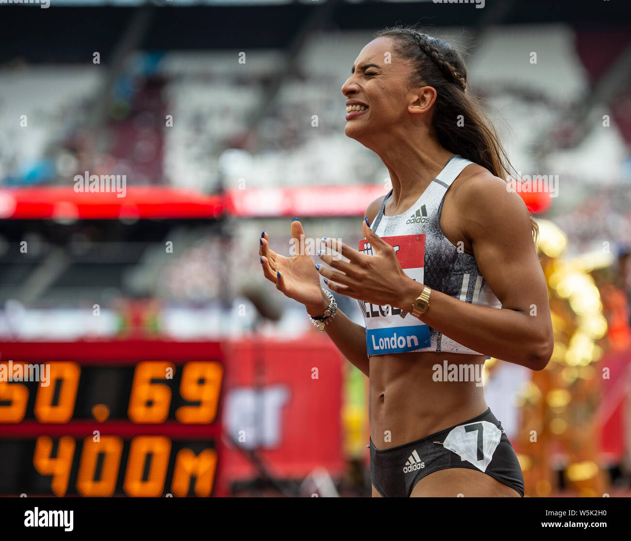 LONDON, ENGLAND - JULY 20: Laviai Nielsen of Great Britain celebrates a ...