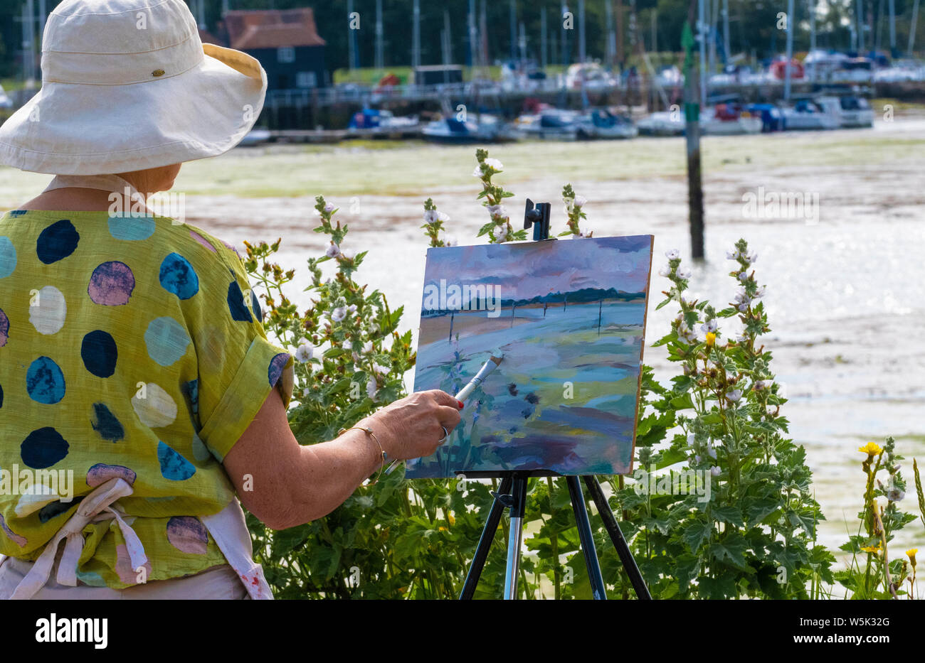 Amateur group of artists with a Tutor, painting ' En plein air' in ...