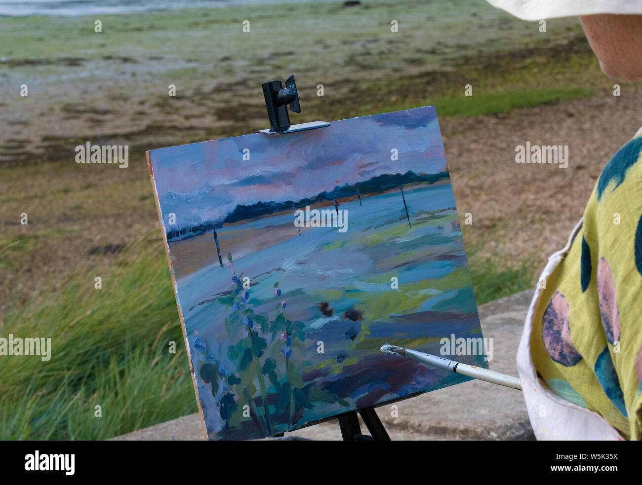 Amateur group of artists with a Tutor, painting ' En plein air' in ...