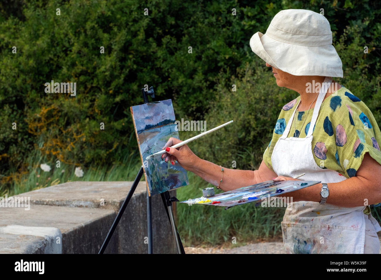 Amateur group of artists with a Tutor, painting ' En plein air' in ...