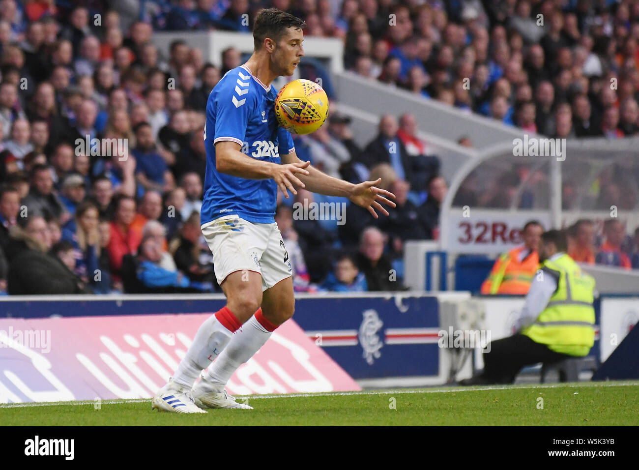 GLASGOW, SCOTLAND - JULY 18, 2019: Matt Polster of Rangers pictured ...
