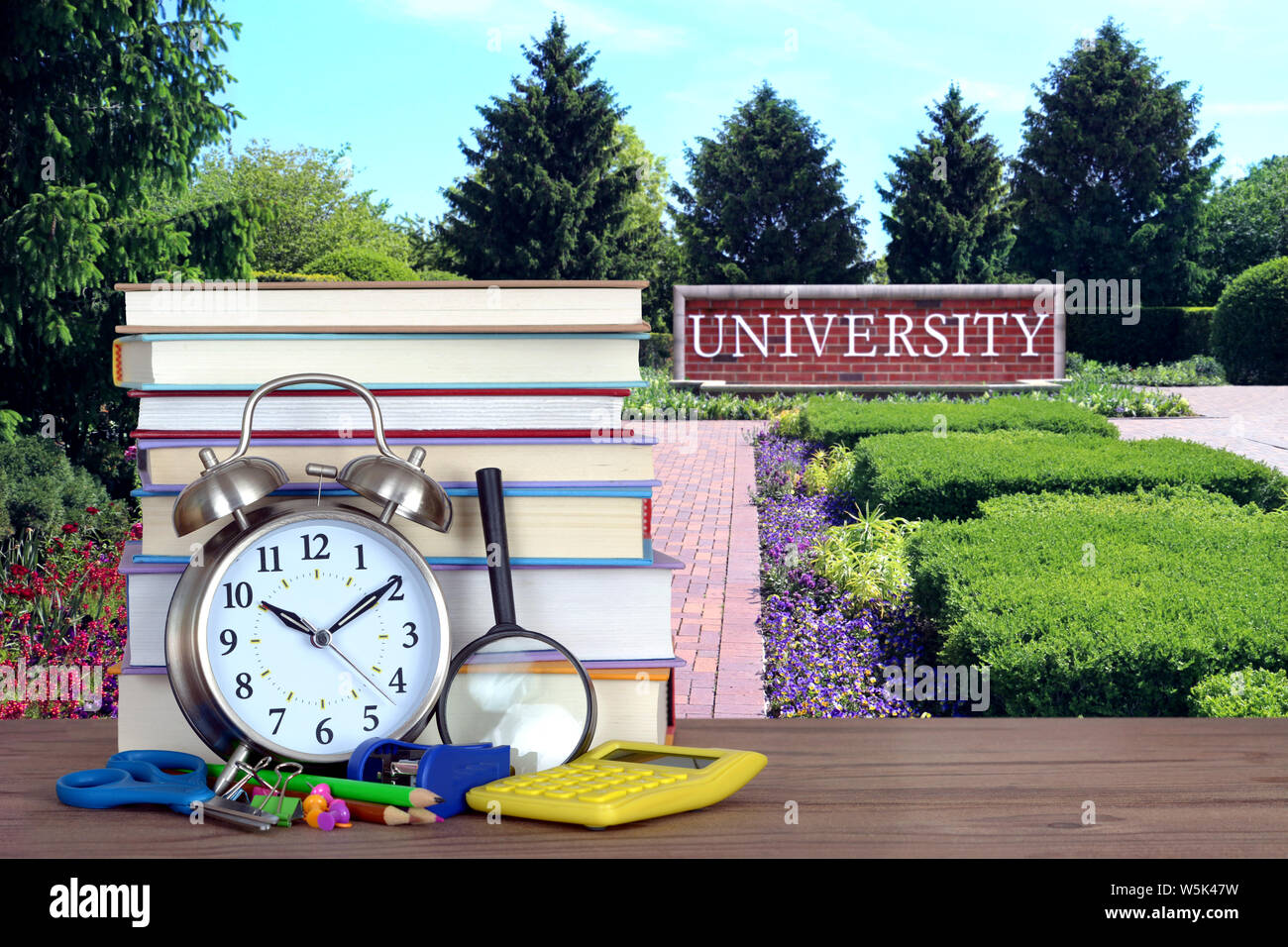 education concept with book and university campus Stock Photo - Alamy