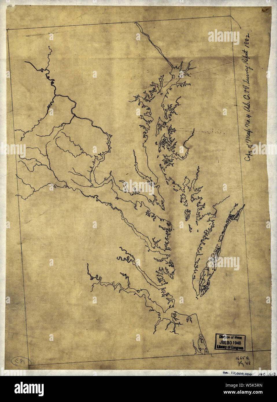 057 Outline map of eastern Virginia and the Chesapeake Bay region ...