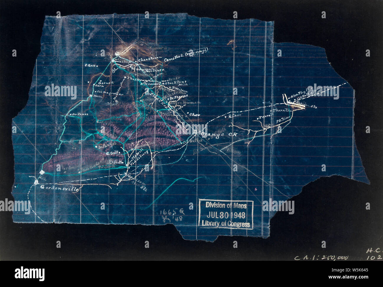 078 Sketch of a portion of Orange County north and west of Gordonsville ...