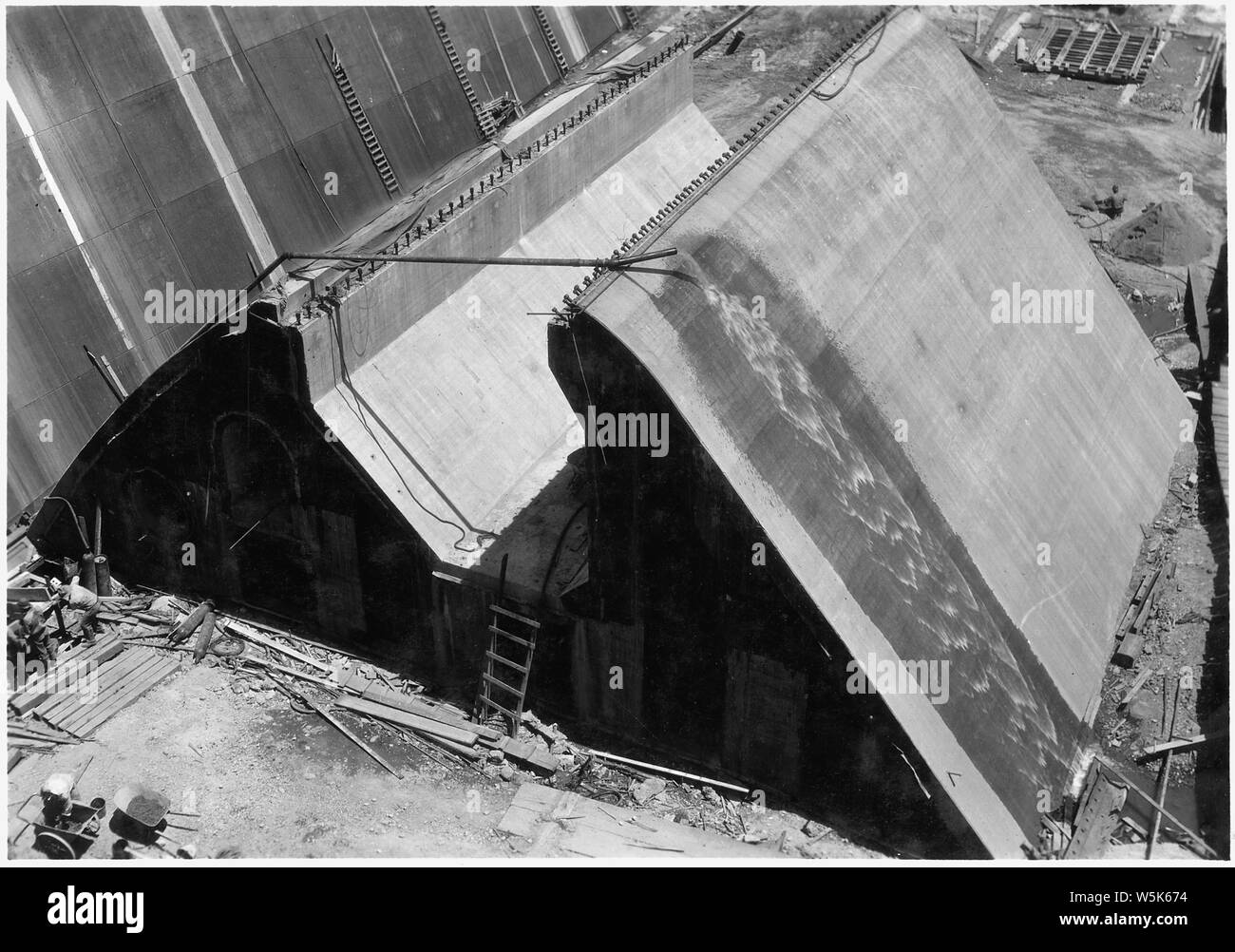 Boulder Dam, detail of panel construction in overflow weir of Nevada ...