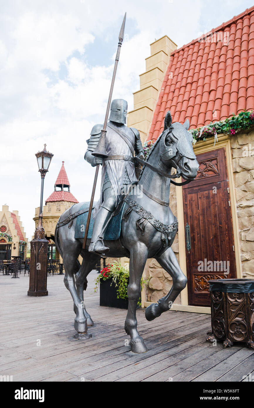 the castle in medieval architecture and sculpture of a knight Stock ...