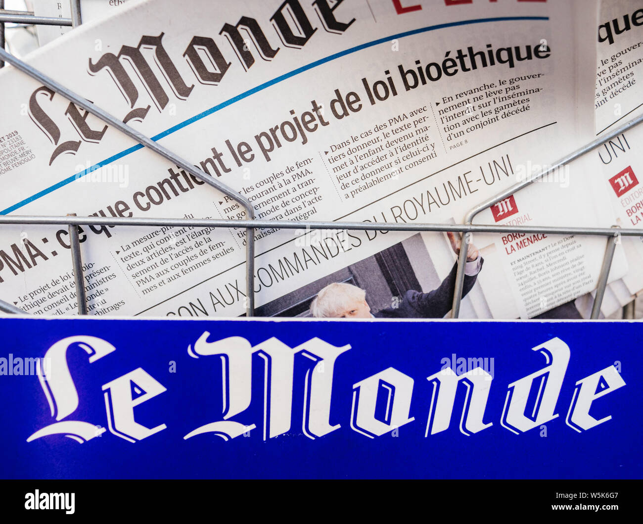 Paris, France - Jul 24, 2019: Boris Johnson appears on cover page of ...