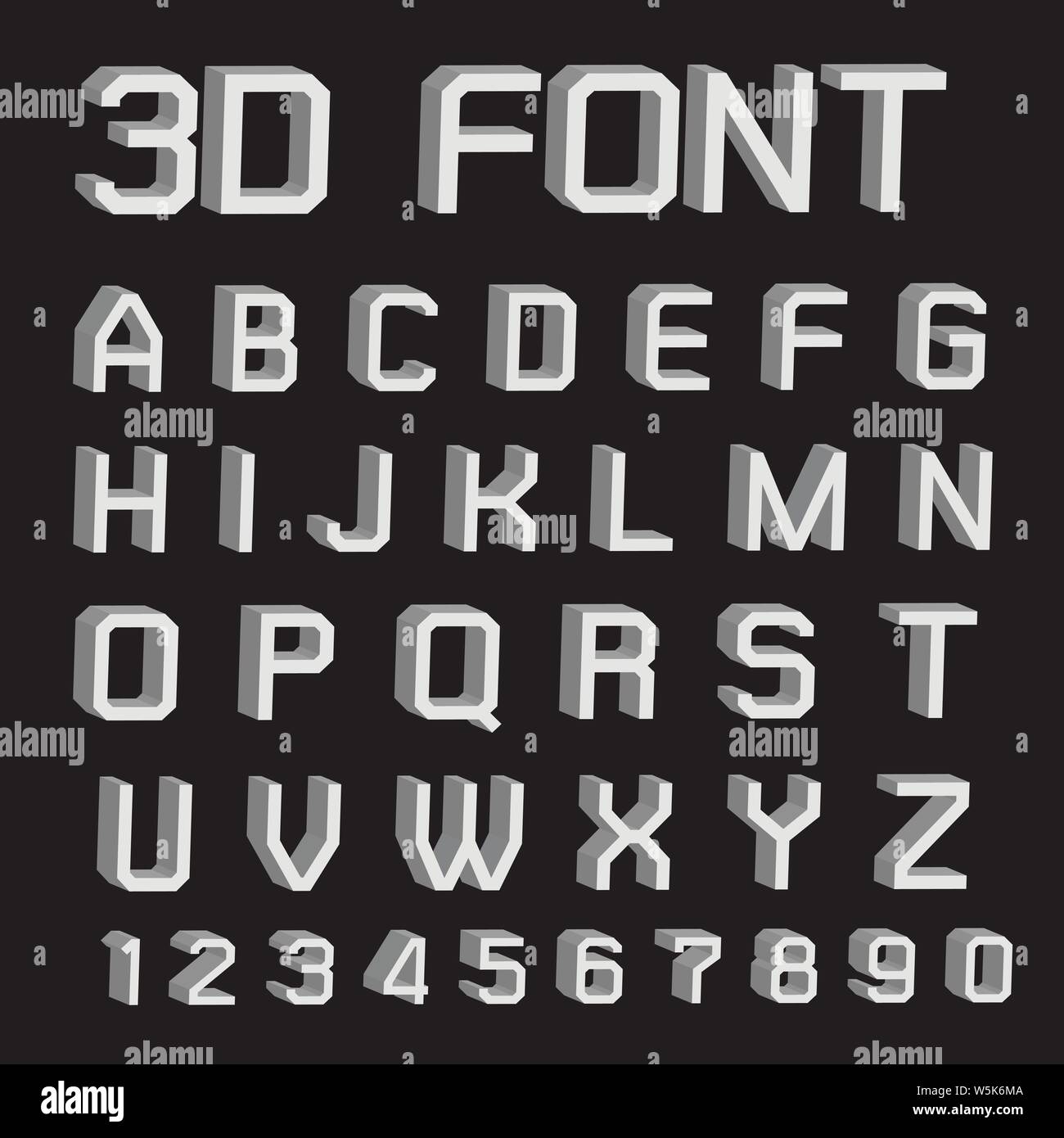 3D font letters and numbers Stock Vector Image & Art - Alamy