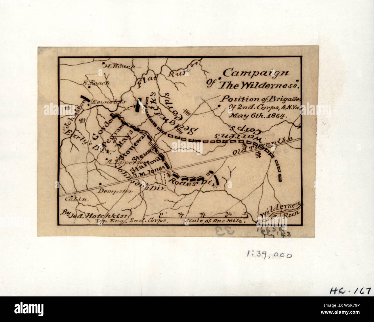 128 Campaign of The Wilderness position of brigades of 2nd Corps AN Va ...