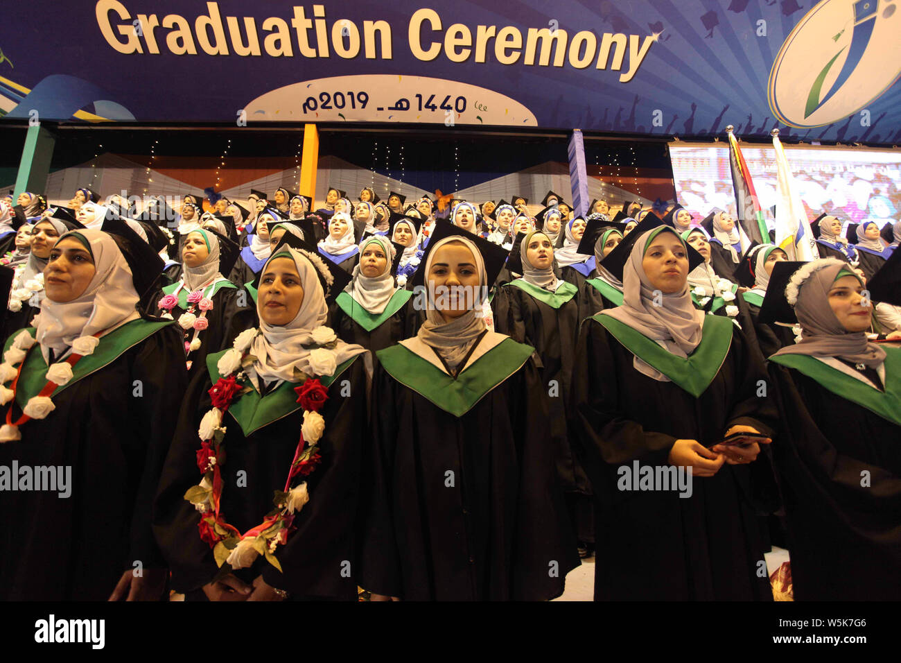 Gaza City, Palestine. 29th July, 2019. Palestinian students attend ...