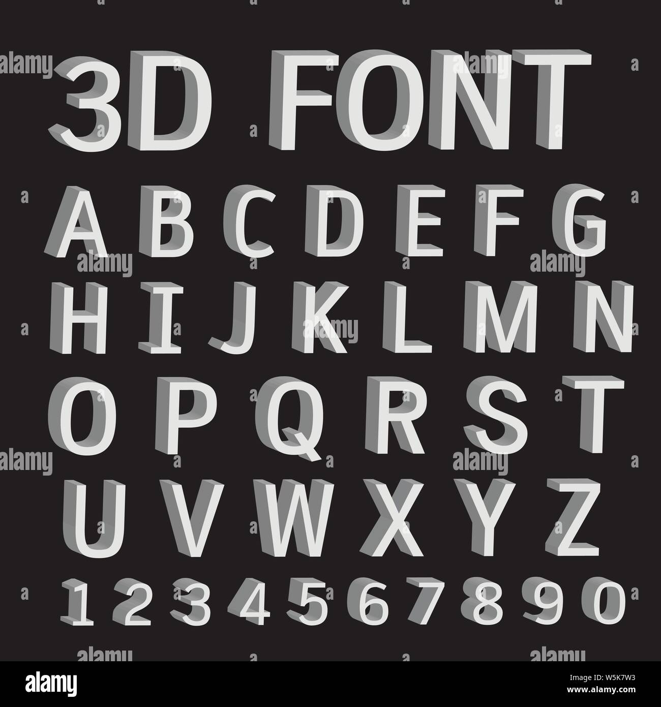 3D font letters and numbers Stock Vector Image & Art - Alamy