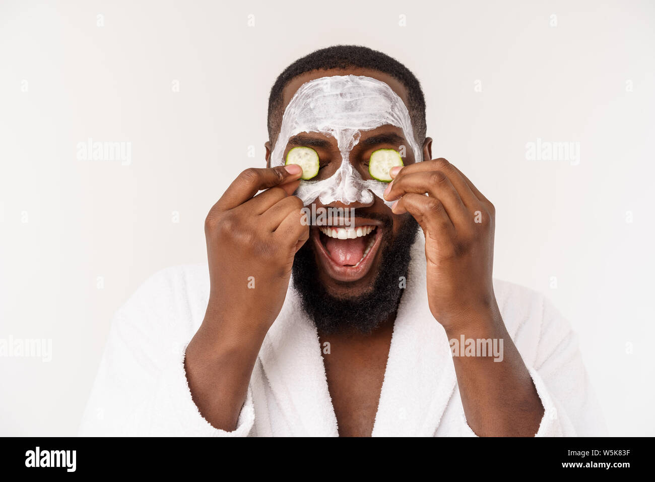 funny laughing man with mask leads healthy lifestyle, rejoicing at ...
