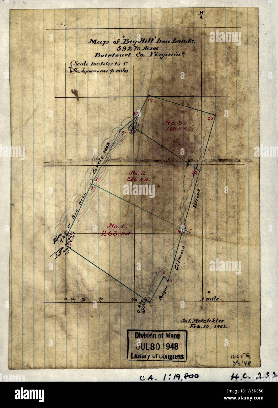 164 Map of Big Hill iron lands 592 1 2 acres Botetourt Co Virginia ...