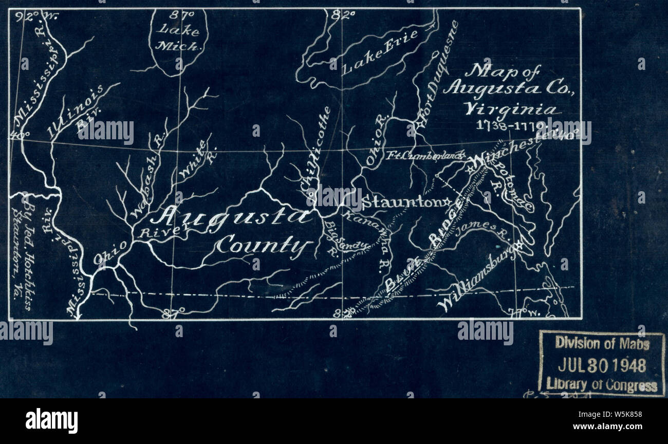 162 Map of Augusta Co Virginia 1738-1770 Inverted Rebuild and Repair ...
