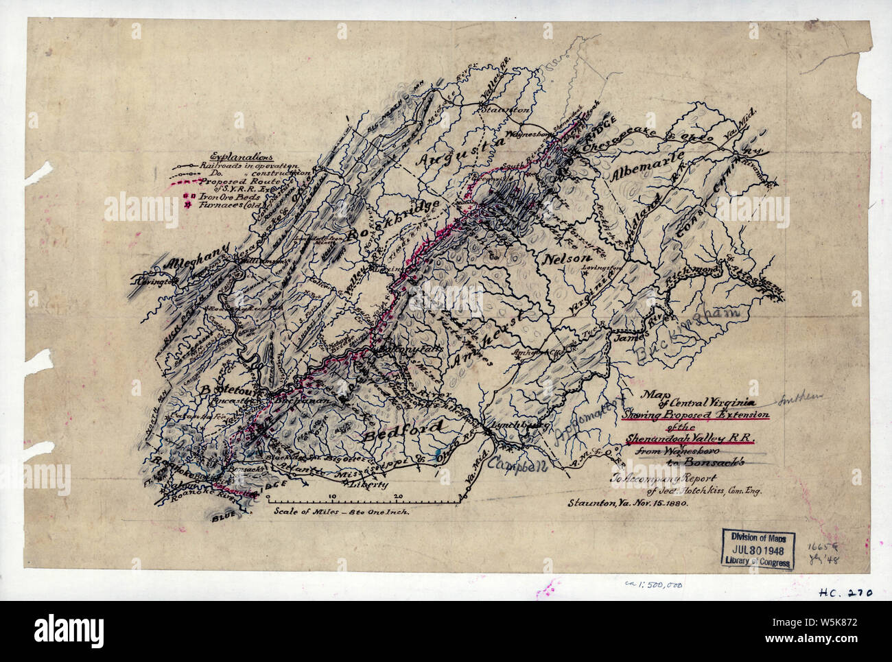 165 Map of central Virginia showing proposed southern extension of the ...