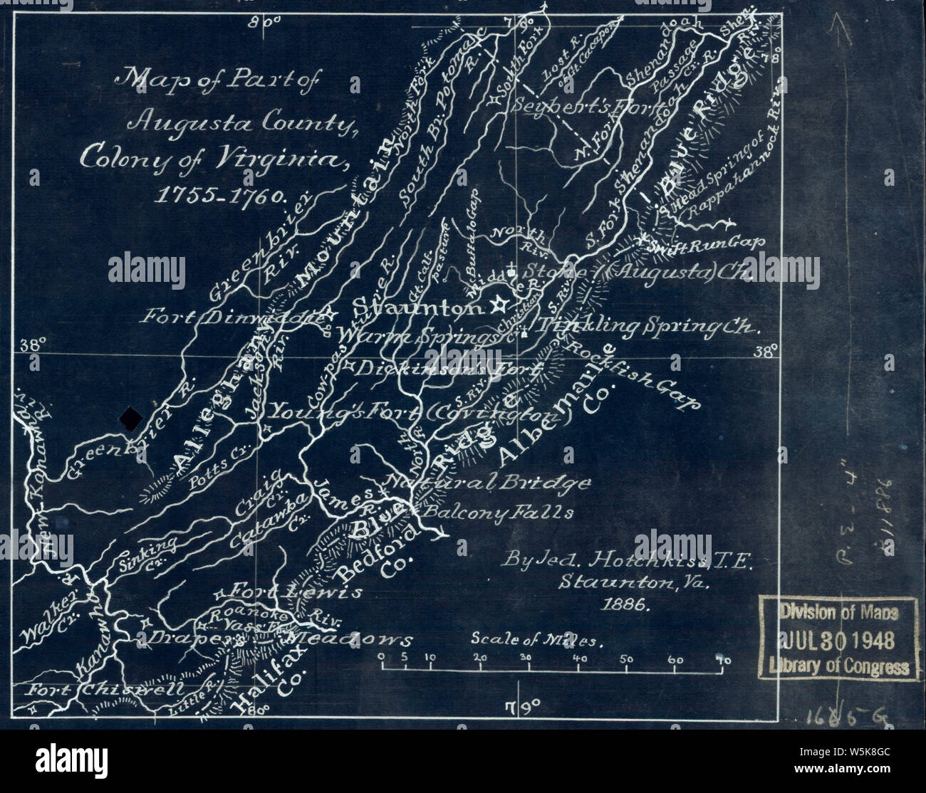 178 Map of part of Augusta County Colony of Virginia 1755-1760 Inverted ...