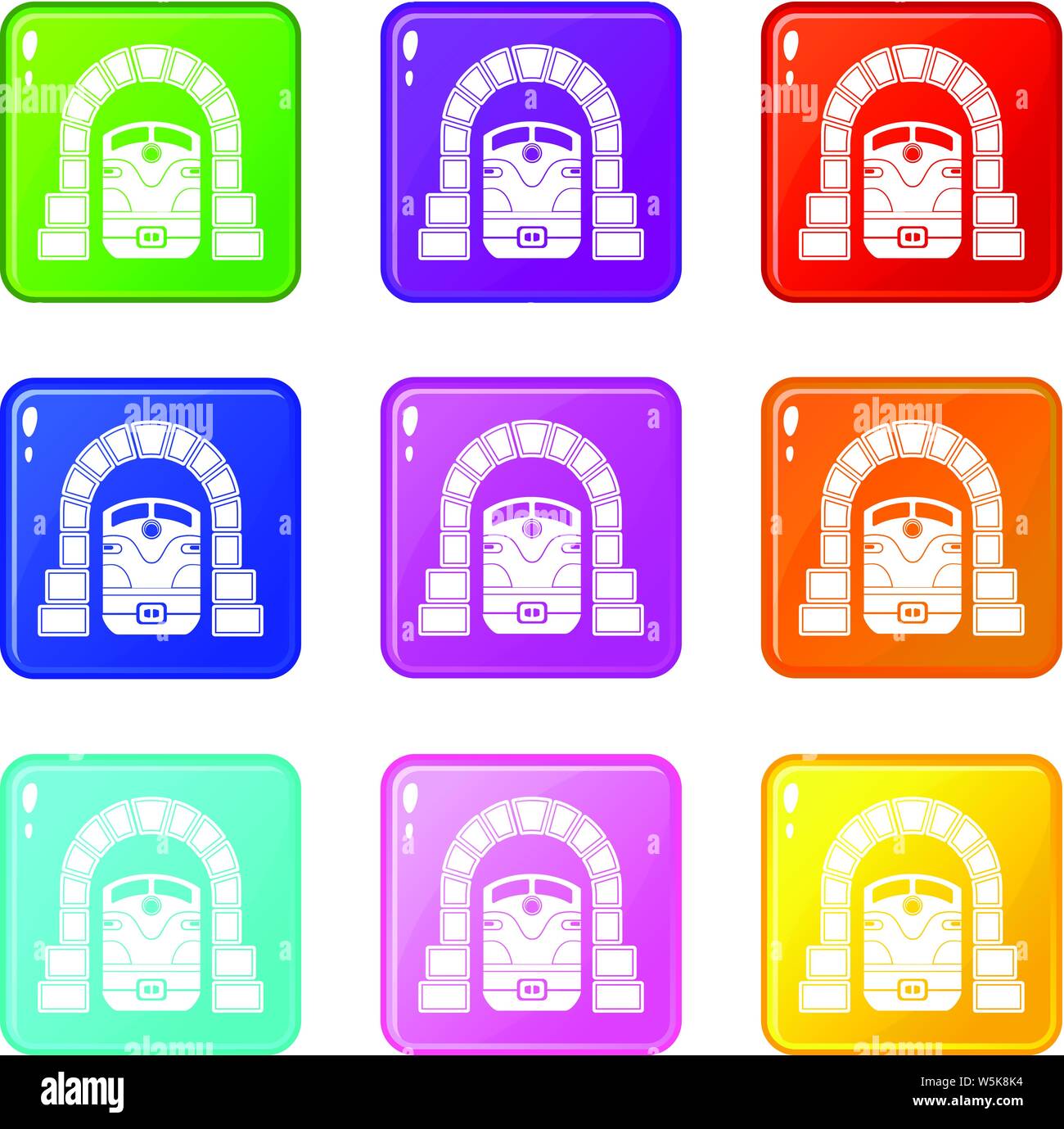 Train in tunnel icons set 9 color collection Stock Vector Image & Art ...