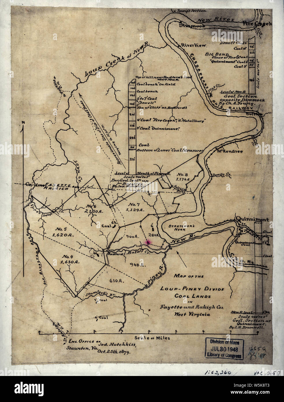 189 Map of the Loup-Piney Divide coal lands in Fayette and Raleigh cos ...