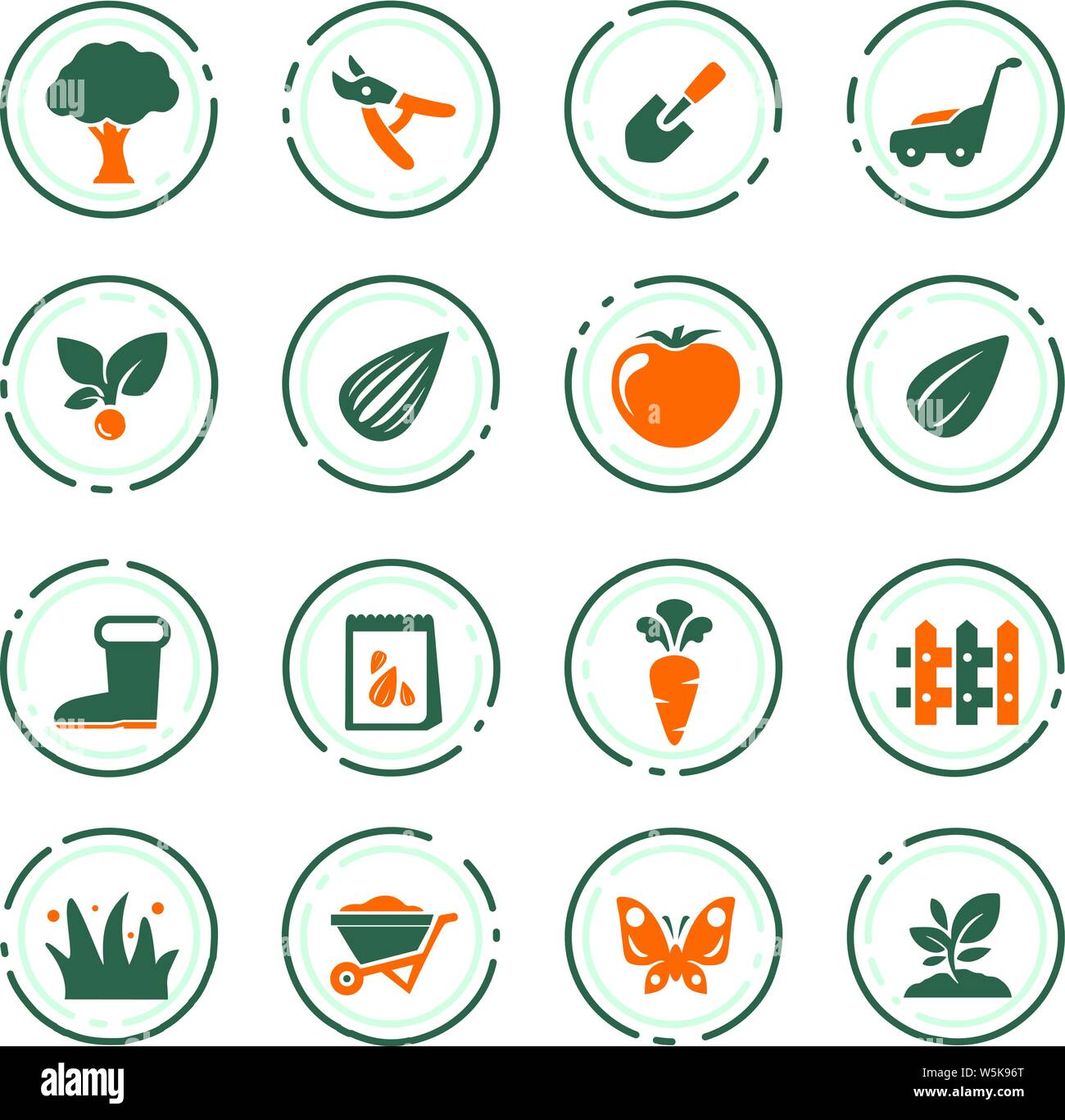 Gardening color vector icons for user interface design Stock Vector ...