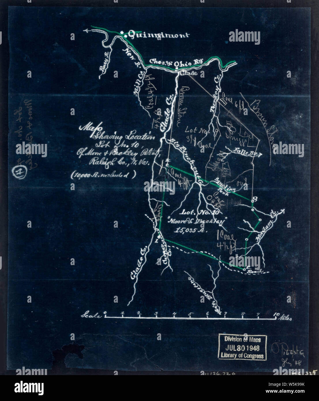 205 Map showing location lot no 10 of Moore Beckley patent Raleigh Co W ...